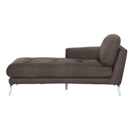 Chaiselongue W.Schillig "softy" Sofas Gr. B/H/T: 106 cm x 79 cm x 168 cm, Chenille-Flachgewebe R66, Armlehne links, braun (brown r66) mit dekorativer Heftung im Sitz, Füße Chrom glänzend