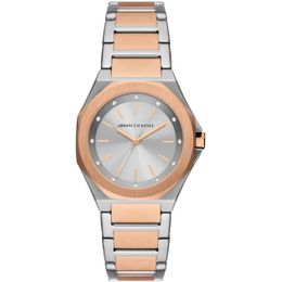 Quarzuhr Armani Exchange "AX4607" Armbanduhren rosegold (silberfarben, roségoldfarben) Damen Armbanduhr, Damenuhr, Edelstahlarmband, analog, Glassteine