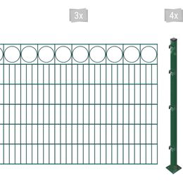 Arvotec Doppelstabmattenzaun "ESSENTIAL 120 zum Aufschrauben "Ring" mit Zierleiste" Zaunelemente Zaunhöhe 120 cm, Zaunlänge 2 - 60 m Gr. H/L: 120cm x 6 m, Pfosten: 4 St., grün (dunkelgrün)