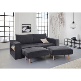 3,5-Sitzer "Looksvb", blau (dunkelblau), B:232cm H:96cm T:107cm, LOOKS by Wolfgang Joop, Sofas, Verwandlungssofa: aus Sofa wird Sofa mit 2 Hockern, mit Regalfunktion