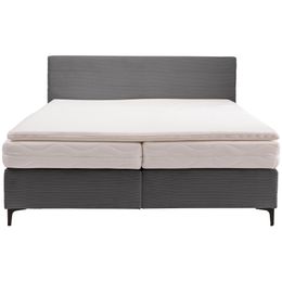 Boxspringbett Alina "Pico", grau (dunkelgrau gct 79), B:192cm L:212cm, Cord GCT (92% Polyeste, 8% Nylon), Komplettbetten, Boxspringbett, inkl. Matratzen und Topper