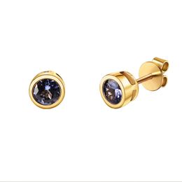 Paar Ohrstecker Vivance "585/- Gelbgold glanz Tansanit" Ohrringe Gr. ONE-SIZE, Gold, gelb (gelb, blau) Damen