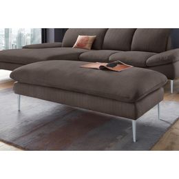 Hocker W.Schillig "enjoy&MORE", braun (braun r66), B:151cm H:45cm T:71cm, Chenille-Flachgewebe R66 (85% Polyester, 15% Nylon), Longlife Xtra-Leder Z59: Glattleder mit modischer Prägung. Hautstärke 0, 9 - 1, 1 mm, Stoff S37 (100% Polyester), Hocker, Füße silber matt, Breite 151 cm