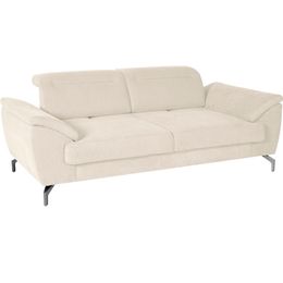 Sit & More 2,5-Sitzer SIT & MORE "Percy", beige (creme), B:207cm T:112cm, Sofas, 15 cm Fu&szlig;h&ouml;he, Sitztiefenverstellung, wahlweise Kopfteilverstellung