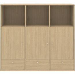 Highboard HAMMEL FURNITURE "Mistral Hochkommode, Hochschrank" Sideboards Gr. B/H/T: 133 cm x 119,5 cm x 42 cm, 3, weiß (eiche pigmentiert) mit Türen und Schubladen, Breite: 133cm, anpassungsbar Designmöbel