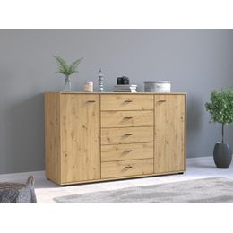 Kombikommode Wiemann "Rialto" Sideboards Gr. B/H/T: 141 cm x 86 cm x 43 cm, braun (bianco, eiche, nachbildung) vormontiert