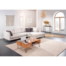 Couchtisch GUTMANN FACTORY "Hudson" Tische Gr. B/H/T: 100 cm x 40 cm x 70 cm, beige (natur, schwarz, natur) höhenverstellbar