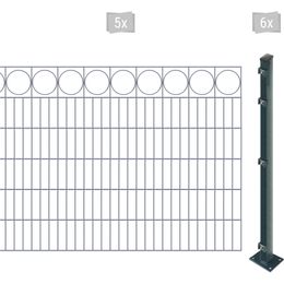 Arvotec Doppelstabmattenzaun "EASY 120 zum Aufschrauben "Ring" mit Zierleiste" Zaunelemente Zaunhöhe 120 cm, Zaunlänge 2 - 60 m Gr. H/L: 120 cm x 10 m, Pfosten: 6 St., grau (anthrazit)