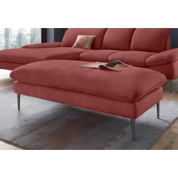 Hocker W.Schillig "enjoy&MORE", rot (rot r66), B:151cm H:45cm T:71cm, Chenille-Flachgewebe R66 (85% Polyester, 15% Nylon), Longlife Xtra-Leder Z59: Glattleder mit modischer Prägung. Hautstärke 0, 9 - 1, 1 mm, Stoff S37 (100% Polyester), Hocker, Füße schwarz pulverbeschichtet, Breite 151 cm