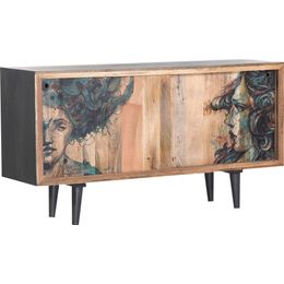 Sideboard GUTMANN FACTORY "Venice" Sideboards Gr. B/H/T: 160 cm x 85 cm x 45 cm, grau mit extravagantem Druck