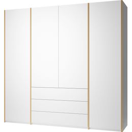 Müllermöbel Drehtürenschrank MÜLLER SMALL LIVING "Modular Plus Variante 5" Schränke Gr. B/H/T: 232,1 cm x 221 cm x 60 cm, 4 St., weiß (weiß, birke) inklusive 3 Schubladen im mittleren Bereich