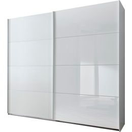 Schwebetürenschrank wimex "Ernesto" Schränke Gr. B/H/T: 225cm x 208cm x 65cm, 2 St., weiß (weiß/glas weiß) mit farbigen Glaselementen