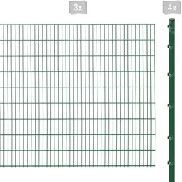 Arvotec Doppelstabmattenzaun "ESSENTIAL 183 zum Einbetonieren" Zaunelemente Zaunhöhe 183 cm, Zaunlänge 2 - 60 m Gr. H/L: 183cm x 6 m, Pfosten: 4 St., grün (dunkelgrün)