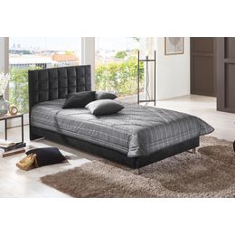 Polsterbett, schwarz, B:130cm L:210cm, Bezug Bett: Microfaser (100% Polyester);Bonnell-Federkernmatratze: 51% Polypropylen, 39% Polyester und 10% Baumwolle;Kaltschaummatratze: 100% Polyester, Bezug abnehm- und waschbar bis 60C, Westfalia Schlafkomfort, Betten, Polsterbett, in diversen Ausf&uuml;hrungen