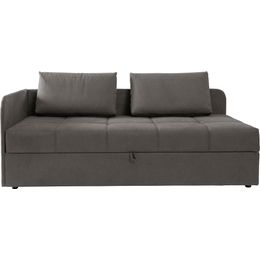 Schlafsofa Alina "Marla", grau (grau eqe 79), B:205cm H:73cm T:95cm, Chenille EQE (100% Polyester), Sofas, Schlafsofa, inkl. Stauraum & 2 R&uuml;ckenkissen, Armlehne wahlweise links oder rechts
