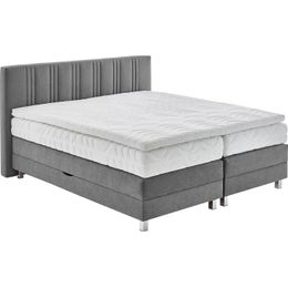 Boxspringbett, grau, B:195cm L:210cm, Bezug: 100% Polyester;Polsterung: 100% Polyester, Westfalia Schlafkomfort, Komplettbetten, Boxspringbett, wahlweise mit Bettkasten und Topper