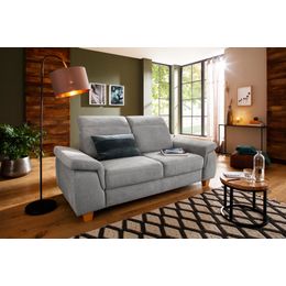 2,5-Sitzer Home Affaire "Dalia", silber, B:193cm T:96cm, Luxus-Microfaser Florence (100% Polyester);Luxus-Microfaser weich (90% Polyester, 10% Polyamid);Webstoff (100% Polyester), Sofas, mit Federkernpolsterung, wahlweise auch mit Kopftteilverstellung