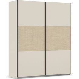 Schwebetürenschrank Rauch "Senja" Schränke Gr. B/H/T: 175 cm x 210 cm x 59 cm, 2 St., beige (champagner, rattanoptik) mit Bauchbinde in angesagter Rattan-Optik