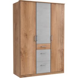 Kleiderschrank wimex "Click" Schränke Gr. B/H/T: 135 cm x 199 cm x 58 cm, 3 St., grau (plankeneichefarben, beton, nachbildung lichtgrau) Drehtürenschrank Kleiderschrank Schränke ohne Spiegel