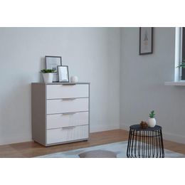 Schubkastenkommode Wiemann "Monaco" Sideboards Gr. B/H/T: 40 cm x 70 cm x 43 cm, 4 St., grau (kieselgrau, dekor, glas weiß) mit Glasfront in diversen Breiten, vormontiert