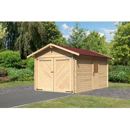 Garage Karibu "Stephan", beige (naturbelassen), Holz, Garagen, BxT: 338x489 cm, 193 cm Einfahrtshöhe