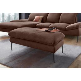 Hocker W.Schillig "enjoy&MORE", braun (espresso s37), B:106cm H:45cm T:71cm, Chenille-Flachgewebe R66 (85% Polyester, 15% Nylon), Longlife Xtra-Leder Z59: Glattleder mit modischer Prägung. Hautstärke 0, 9 - 1, 1 mm, Stoff S37 (100% Polyester), Hocker, Füße schwarz pulverbeschichtet, Breite 106 cm