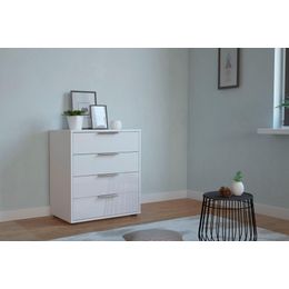 Schubkastenkommode Wiemann "Monaco" Sideboards Gr. B/H/T: 60 cm x 70 cm x 43 cm, 4 St., weiß (weiß, glas weiß) mit Glasfront in diversen Breiten, vormontiert