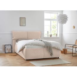 Polsterbett Andas "Jenson", beige, B:168cm L:225cm, Struktur weich (85% Polyester/15% Nylon), Betten, als Bettgestell oder mit 3 Matratzenarten und Härtegraden