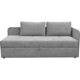 Schlafsofa Alina "Marla", grau (mittelgrau xbo 19), B:205cm H:73cm T:95cm, Struktur fein XBO (100% Polyester), Sofas, Schlafsofa, inkl. Stauraum & 2 R&uuml;ckenkissen, Armlehne wahlweise links oder rechts