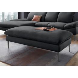 Hocker W.Schillig "enjoy&MORE", schwarz (schwarz z59), B:151cm H:45cm T:71cm, Chenille-Flachgewebe R66 (85% Polyester, 15% Nylon), Longlife Xtra-Leder Z59: Glattleder mit modischer Prägung. Hautstärke 0, 9 - 1, 1 mm, Stoff S37 (100% Polyester), Hocker, Füße schwarz pulverbeschichtet, Breite 151 cm