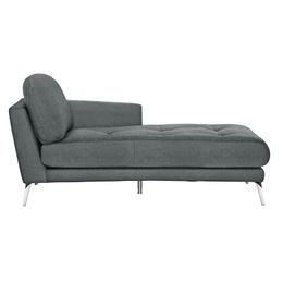 Chaiselongue W.Schillig "softy" Sofas Gr. B/H/T: 106cm x 79cm x 168cm, Chenille-Flachgewebe R66, Armlehne rechts, blau (niagara r66) mit dekorativer Heftung im Sitz, Füße Chrom glänzend