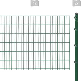 Arvotec Doppelstabmattenzaun "ESSENTIAL 123 zum Einbetonieren" Zaunelemente Zaunhöhe 123 cm, Zaunlänge 2 - 60 m Gr. H/L: 123cm x 2 m, Pfosten: 2 St., grün (dunkelgrün)