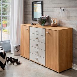 Kombikommode Wiemann "Kiruna" Sideboards Gr. B/H/T: 141 cm x 86 cm x 43 cm, braun (eiche teilmassiv, champagnerglas) vormontiert