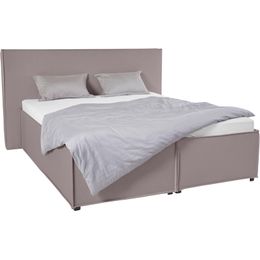 Polsterbett "Isaline", grau (hellgrau), B:193cm L:213cm, 100% Polyester, LeGer Home by Lena Gercke, Betten, Polsterbett ohne Bettkasten Polsterbett, wahlweise ohne Matratze oder mit 3 Matratzenarten, Kopfteilhöhe 107 cm
