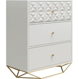 Nachtkommode COSMOLIVING BY COSMOPOLITAN "Blair" Sideboards Gr. B/H/T: 70,5 cm x 86 cm x 40,5 cm, 3, goldfarben (weiß, gold) Kommode, verschiedene Größen erhältlich, Breite 70,5 cm, Höhe 86 cm