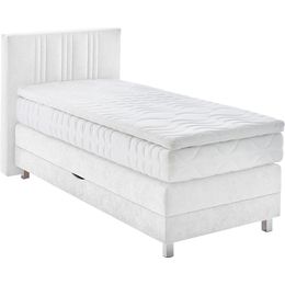Boxspringbett, weiß, B:105cm L:210cm, Bezug: 100% Polyester;Polsterung: 100% Polyester, Westfalia Schlafkomfort, Komplettbetten, Boxspringbett, wahlweise mit Bettkasten und Topper