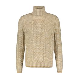 Strickpullover Lerros "Lerros Jacquard-Rollkragenpullover" Gr. XXL, beige (tender melange) Herren Pullover