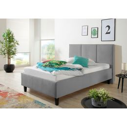 Polsterbett Maintal, grau, B:134cm L:220cm, Betten, Polsterbett mit Bettkasten, inklusive Bettkasten