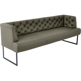 K+w Komfort & Wohnen Polsterbank K+W KOMFORT & WOHNEN "Creso" Sitzbänke Gr. B/H/T: 222 cm x 83 cm x 67 cm, beige (zypresse) im modernen Chesterfield-Look, mit schwarzen Kufenfüßen