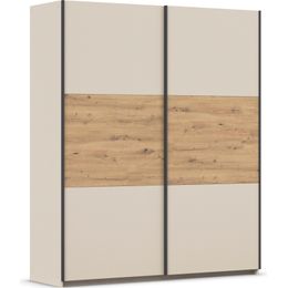 Schwebetürenschrank Rauch "Neo" Schränke Gr. B/H/T: 175 cm x 210 cm x 59 cm, 2 St., beige (champagner, eiche artisan) mit großzügigem Stauraum und vielfältigen Farbkombinationen