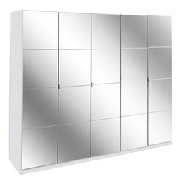 Kleiderschrank Priess "Malaga" Schränke Gr. B/H/T: 231 cm x 193 cm x 54 cm, 5 St., weiß mit Spiegelfront