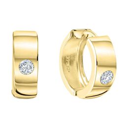 Paar Creolen Vivance "375/- Gelbgold Zirkonia" Ohrringe Gr. ONE-SIZE, Gold, gelb (gelb, weiß) Damen