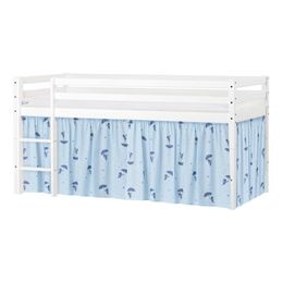Spielbett Hoppekids "ECO Dream", blau, B:101cm H:105cm L:208cm, Vorhang: 100% Baumwolle, Matratzenbezug: 23% Bambus.77% Polyester, Matratze: Waterlily Matratzenkern, Betten, Massivholz, wahlweise in 2 Größen und 4 Farben, Matratze wählbar