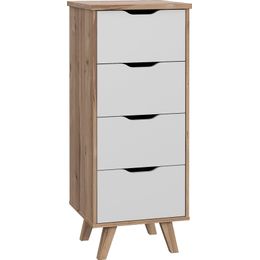 Schubkastenkommode FORTE "Vankka" Sideboards Gr. B/H/T: 45 cm x 108,7 cm x 42 cm, 4, weiß (planken eiche, weiß)