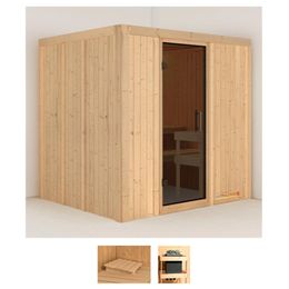 Karibu Sauna "Dima" Saunen ohne Ofen beige (naturbelassen)