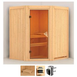 Karibu Sauna "Tomke" Saunen 3,6-kW-Plug & Play Ofen mit integrierter Steuerung beige (naturbelassen)