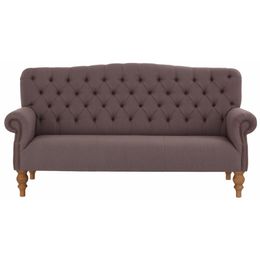 Chesterfield-Sofa Home Affaire "Lord", braun, B:188cm H:93cm T:84cm, Struktur fein (100% Polyester);Luxus-Microfaser Lederoptik (100% Polyester), Sofas, mit echter Chesterfield-Knopfheftung und Ziernägeln
