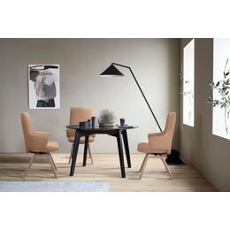 Polsterstuhl stressless "Laurel", braun (sand dinamica, schwarz), B:58cm H:105cm T:60cm, Microfaser DINAMICA (88% Polyester, 12% Polyurethan), Stühle, High Back mit Armlehne, Größe L, mit schräggestellten Beinen