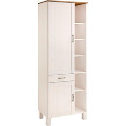 Hochschrank Home Affaire "Alby" Schränke Gr. B/H/T: 75 cm x 205 cm x 50 cm, weiß (weiß, honigfarben) Bad-Hochschrank Schränke