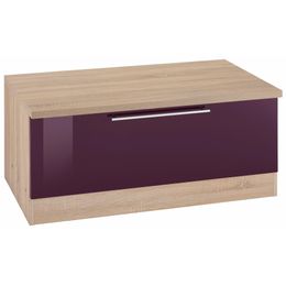 Sitzbank KOCHSTATION "KS-Samos", lila (aubergine hochglanz, eiche sonoma), B:100cm H:47cm T:60cm, Sitzbänke